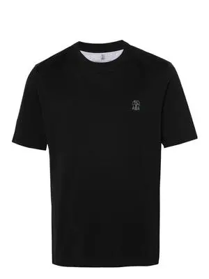 Brunello Cucinelli Logo Printed Crewneck T-shirt - Black