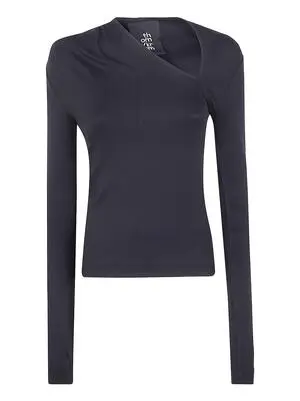 THOM KROM Asymmetrical Neckline Long-sleeve Top - Black