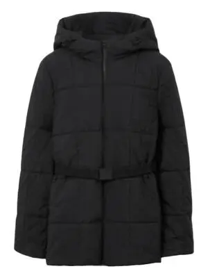 Burberry Long-sleeved Hooded Padded Jacket With Drawstring Hood - Black