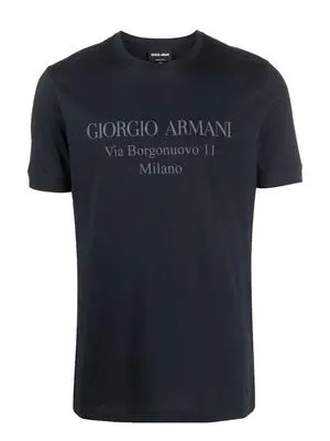 Giorgio Armani Logo Printed Crewneck T-shirt - Black
