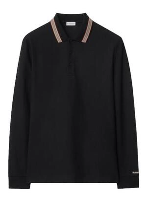 Burberry Long-sleeve Cotton Polo Shirt - Black
