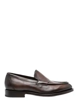 Santoni Tonal Stitched Slip-on Loafers - Brown
