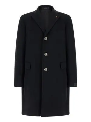 Tagliatore Single-breasted Coat With Brooch Detail - Black