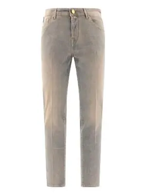 Jacob Cohen Straight-leg Jeans With Logo Patch - Gray