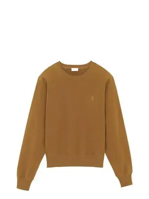 Saint Laurent Crewneck Sweatshirt With Cassandre Embroidery - Brown