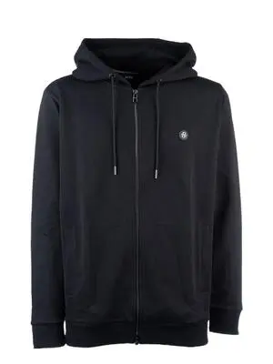 Hugo Boss Logo Patch Zipped Hoodie - Black