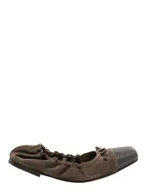 Brunello Cucinelli Beaded Leather Ballerina Flats - Black
