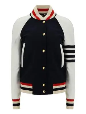 Thom Browne Straight Collar Casual Jacket - Navy Blue