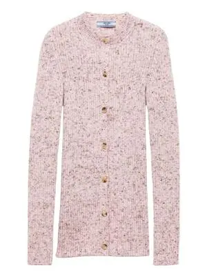Prada Ribbed Knit Cardigan - Pink