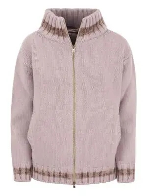 Herno Striped Knitted Zip-up Cardigan - Pink