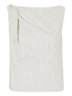 RÓHE Draped Stripe Top - White