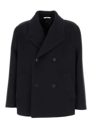 Valentino Garavani Double-breasted Long-sleeved Coat - Navy Blue