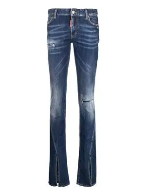 DSQUARED2 Dsquared2 Distressed Split Cuffs Trumpet Bootcut Jeans