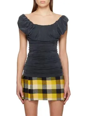 VIVIENNE WESTWOOD Elasticated Neckline Gathered Top - Blue