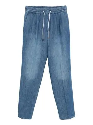 Brunello Cucinelli Pleated Drawstring Jeans - Blue