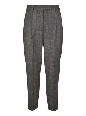 PT TORINO Tailored Checked Pleated Trousers - Black