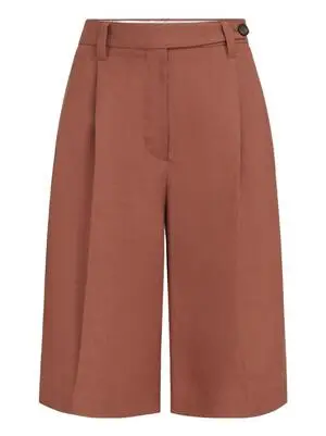 Brunello Cucinelli Brunello Cucinelli Pleated Bermuda Shorts With Monili Embellishment Refractory Bricks