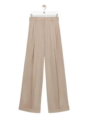 LOEWE Loewe High-Waisted Wide-Leg Pleated Trousers With Anagram Embroidery
