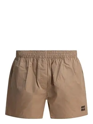 Miu Miu Poplin Shorts - Brown