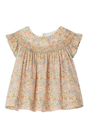 Bonpoint Eliotine Smocked Blouse - Nude