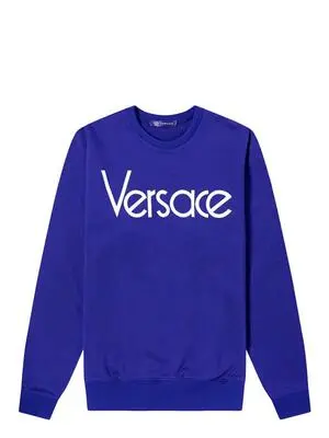 Versace Embroidered Long Sleeve Sweater - Blue