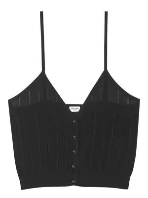 SAINT LAURENT Saint Laurent Striped V-Neck Knitted Tank Top