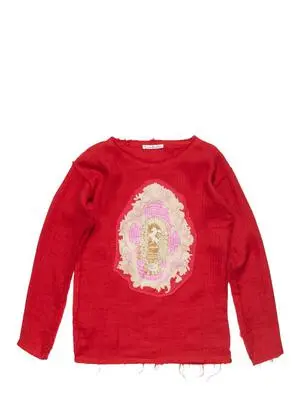 Acne Studios Patch-detail Linen-blend T-shirt - Red