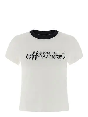 Off-White Logo Detailed Crewneck T-shirt - White