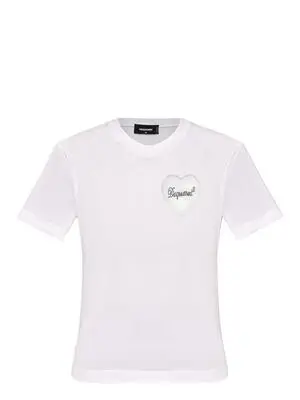 Dsquared2 Heart Tulle Detailed T-shirt - White