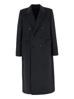 LARDINI Double Breasted Tailored Coat - Black