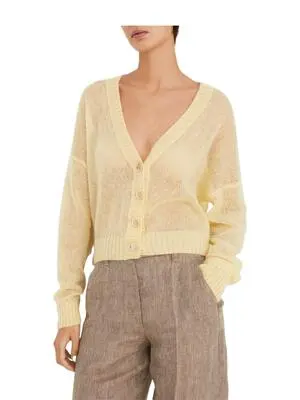 Brunello Cucinelli Drop-shoulder Mohair-blend Cardigan - Yellow