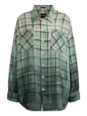 R13 Drop Neck Plaid Shirt - Green