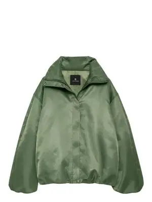 ANINE BING Funnel Neck Zip Up Jacket - Green