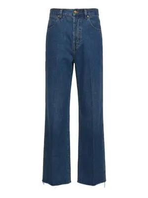 Gucci Raw Cut Hem Wide Leg Jeans - Blue