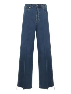 Gucci Raw Cut Hem Wide Leg Jeans - Blue
