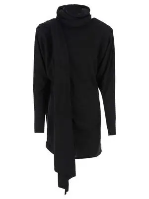 Saint Laurent Long-sleeved Hooded Dress - Black