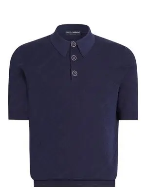 Dolce & Gabbana Dolce  Gabbana Monogram Jacquard Polo Shirt Black
