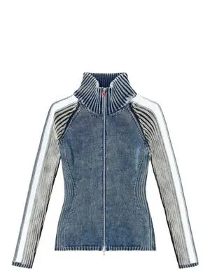 DIESEL® Diesel M-Estrella High-Neck Jacket With Sporty Stripes Blue/white