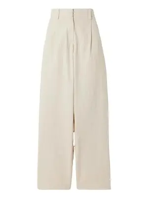 Brunello Cucinelli Pleated Wide-leg Trousers - Cream