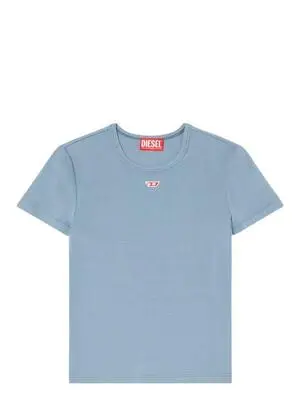 DIESEL® Crewneck T-shirt With Embroidered D Patch - Light Blue