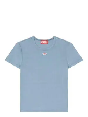 DIESEL® Diesel Crewneck T-Shirt With Embroidered D Patch Light Blue