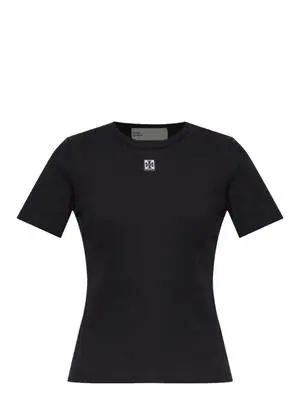 Tory Burch Tory Burch Ribbed Logo Patch T-Shirt Black