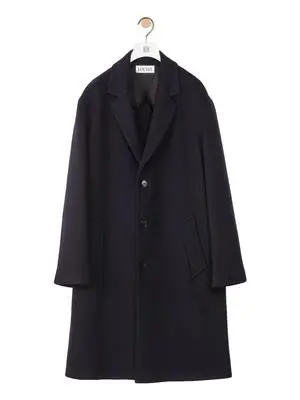 Loewe Long-sleeved Notch Lapel Coat - Navy Blue