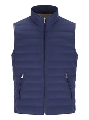 Brunello Cucinelli Bonded Zip-up Padded Vest - Blue