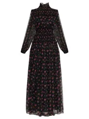 Dolce & Gabbana Floral Printed Midi Dress - Black