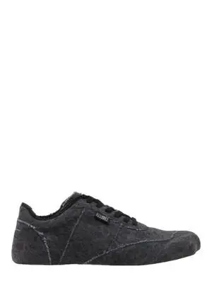 MAISON MARGIELA Frayed-trim Lace-up Canvas Sneakers - Black