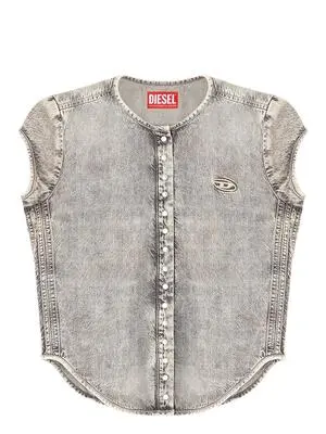 DIESEL® De-roset-s Short-sleeve Denim Shirt - Gray