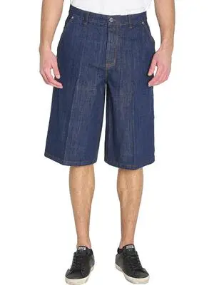Ami Pressed Crease Denim Bermuda Shorts - Blue