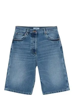 Prada Logo-patch Denim Shorts - Light Blue