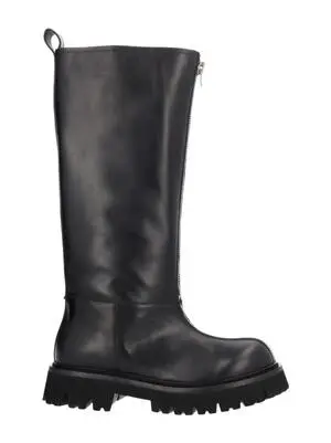 Moschino Round Toe Zip Up Lug Sole Boots - Black